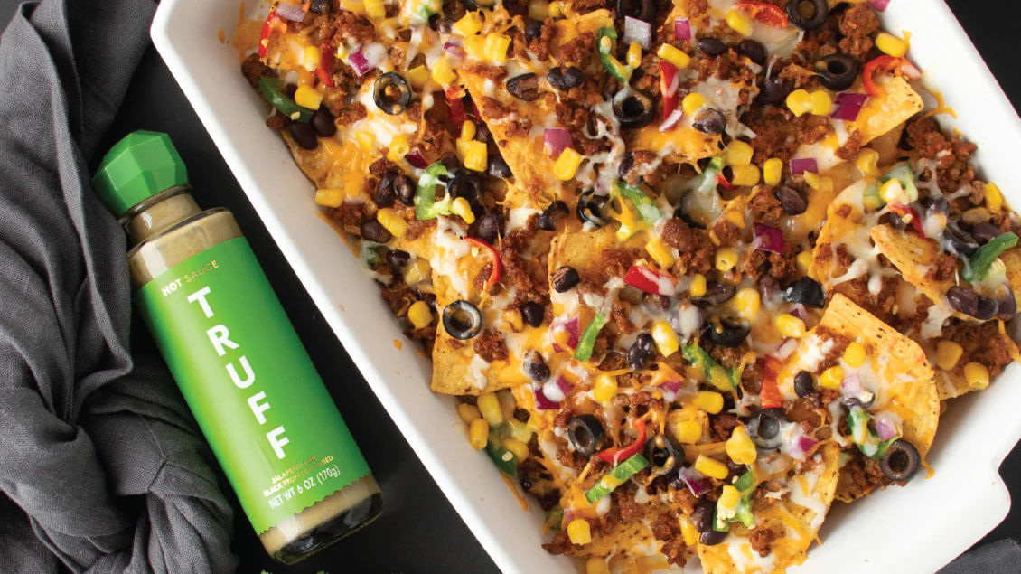 Loaded Nachos with Chorizo & Jalapeño Lime Hot Sauce – TRUFF-ANZ